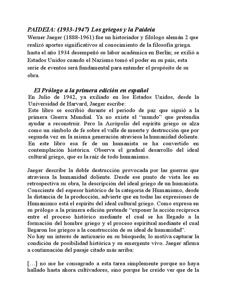 La Paideia Griega según Werner Jaeger | PDF | Alma | Antigua Grecia