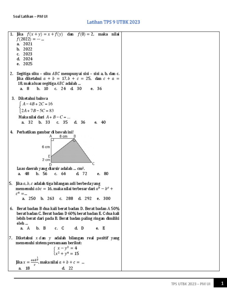 Soal Latihan TPS UTBK 2023 PM UI | PDF