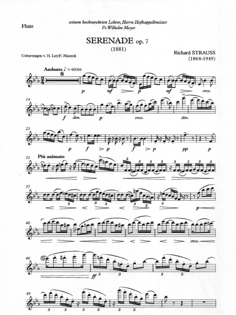 Strauss R. Serenade Op. 7 Flute and Piano | PDF