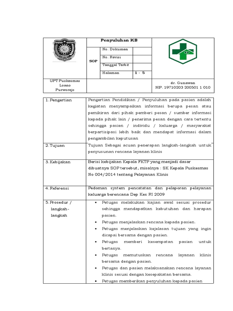 Sop Penyuluhan KB New | PDF