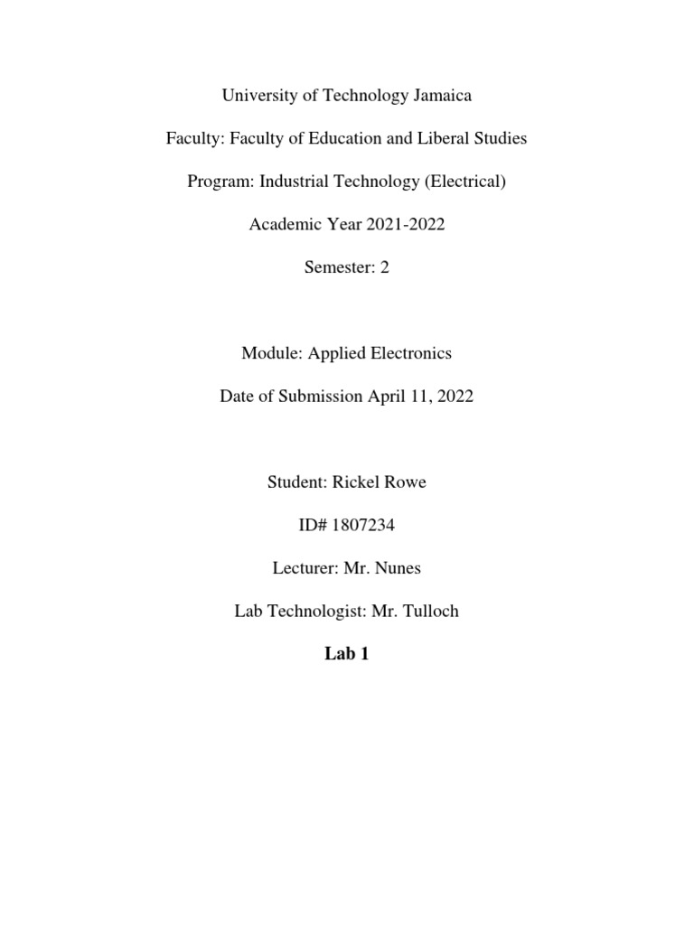 Applied Electronics Lab 1 | PDF | Amplifier | Transistor