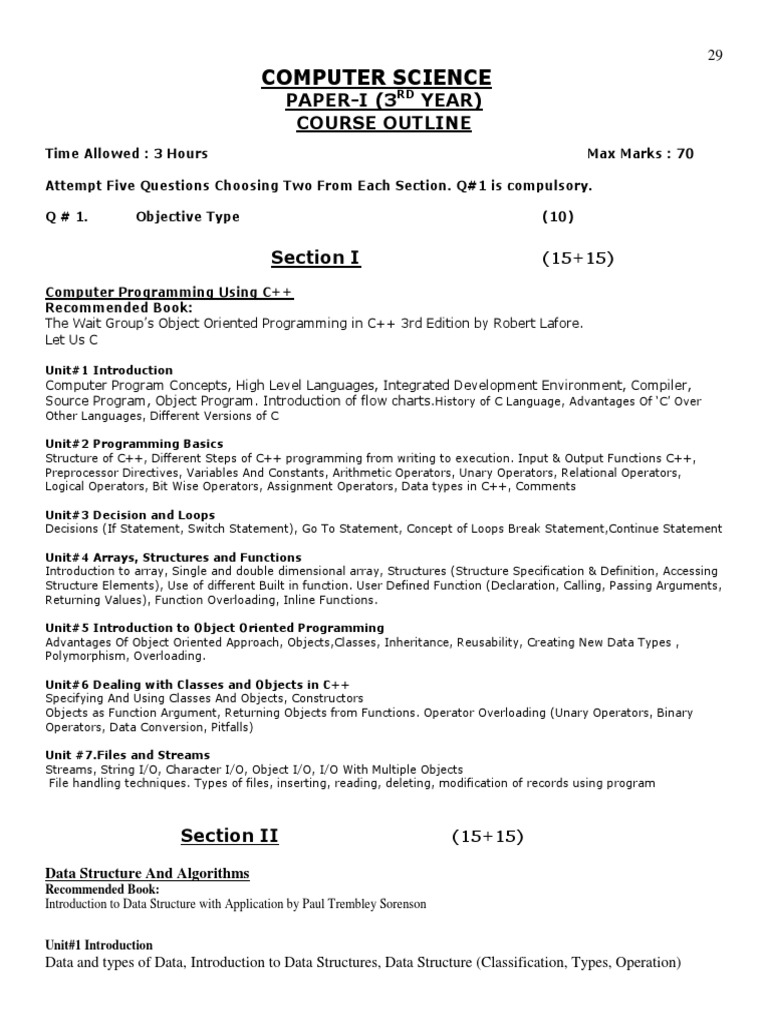 OUTLINE (Computer Programming) | PDF | Databases | C++