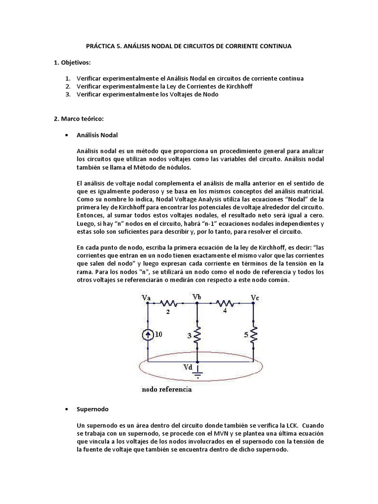 Practica 5 Analisis Nodal De Circuitos PDF Red El ctrica Electricidad