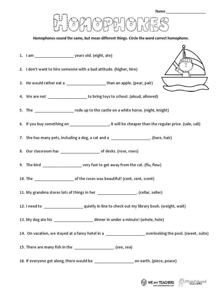 Homophones Worksheet With Key | PDF | Language Arts & Discipline