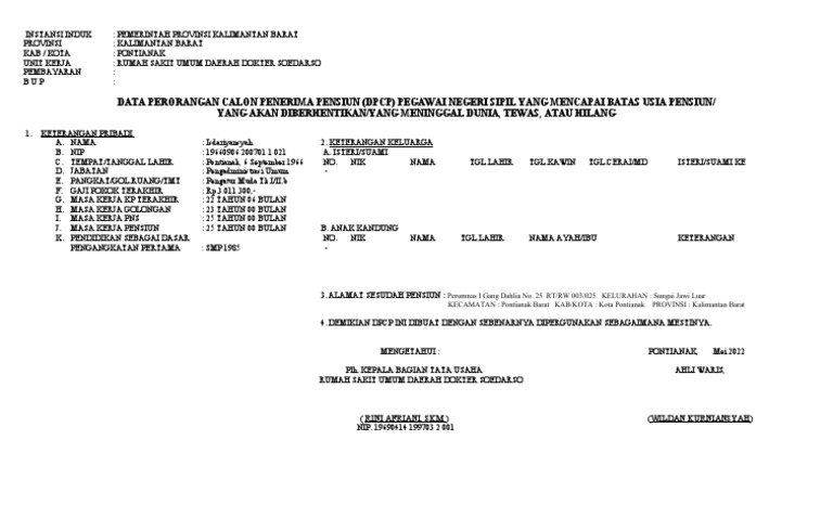 DPCP Pensiun Pns Meninggal | PDF