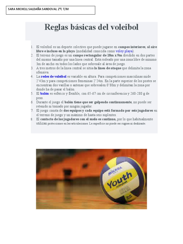 Reglas Básicas Del Voleibol | PDF