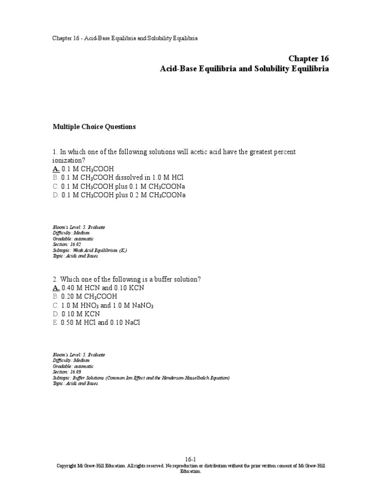 Chap 016 | Download Free PDF | Ph | Buffer Solution