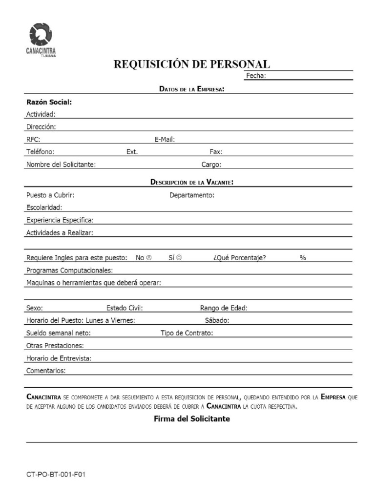 Requisicion Del Personal | PDF