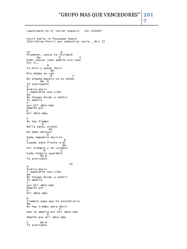 Letra de Cancion Por Mil Años | PDF