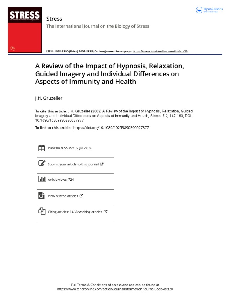 A Review of The Impact of Hypnosis Relaxation Guided Imagery and | PDF ...