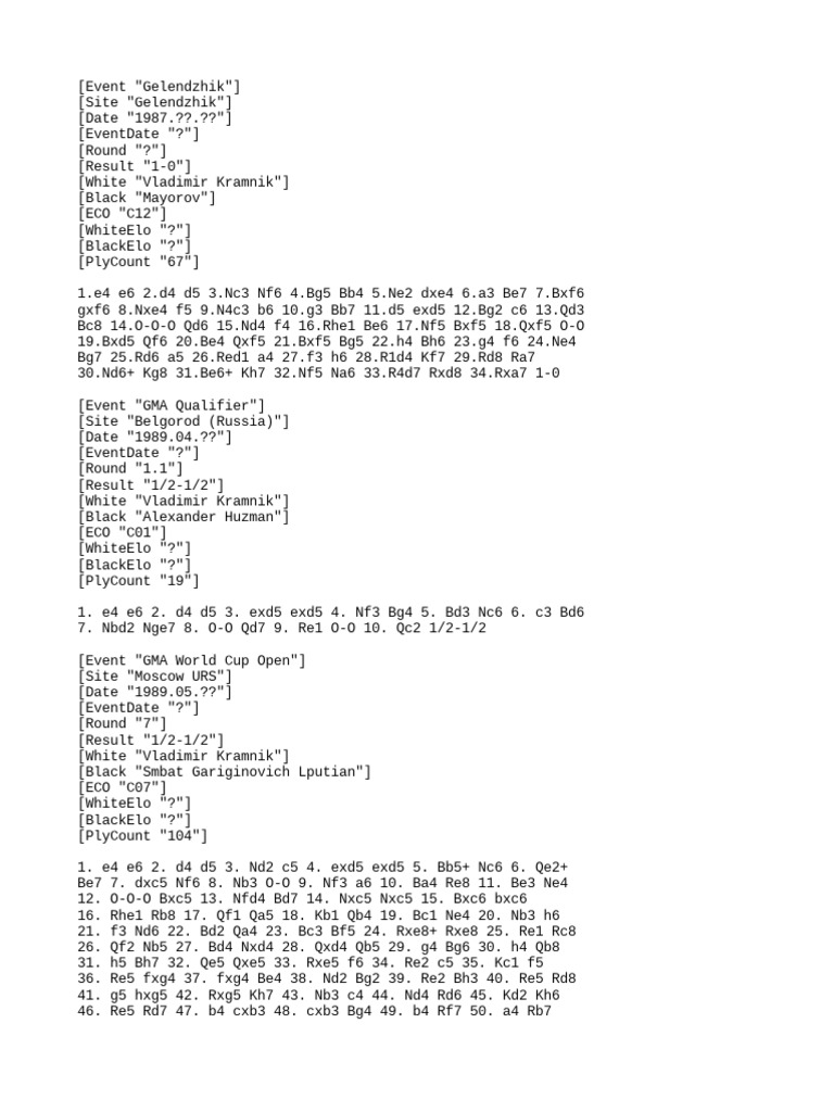 (C00-C19) Vladimir Kramnik Playing The French Defence As White | PDF | Chess Theory ...