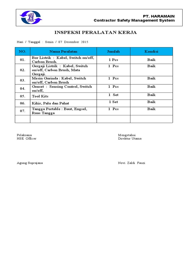 4.A Inspeksi Peralatan | PDF