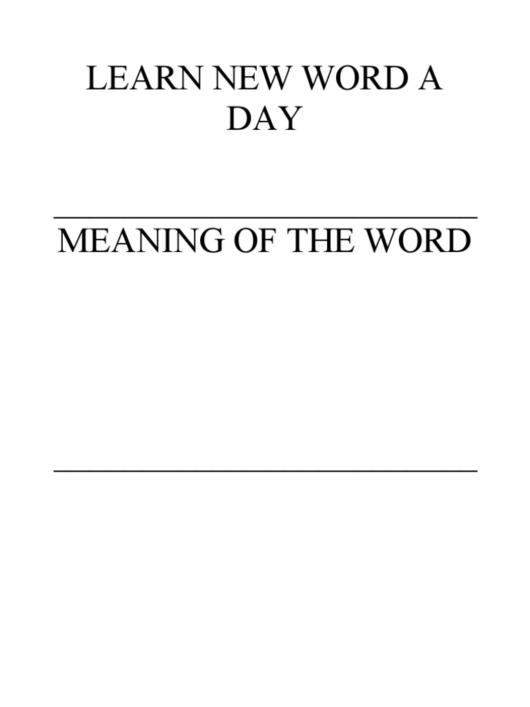 Learn New Word A Day | PDF