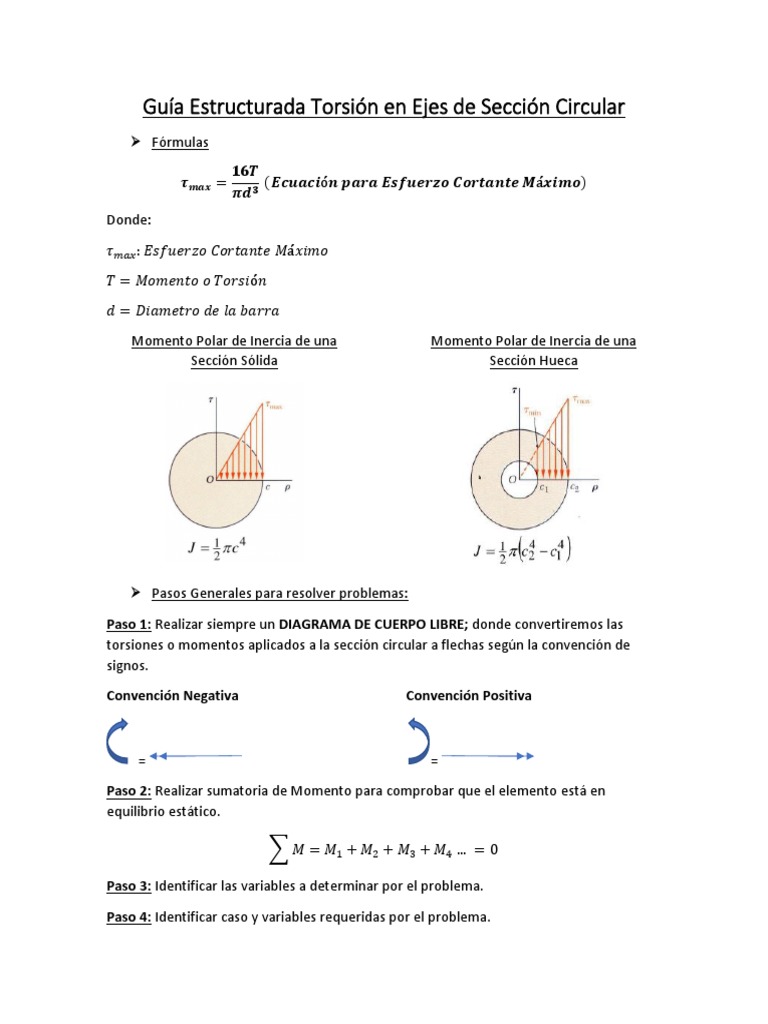 Guía Estructurada Torsión en Ejes de Sección Circular | PDF | Mecánica ...