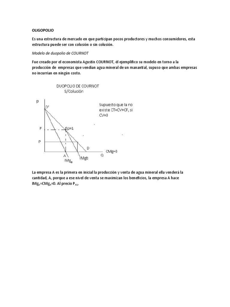 Duopolio de Cournot | PDF | Oligopolio | Mercado (economía)