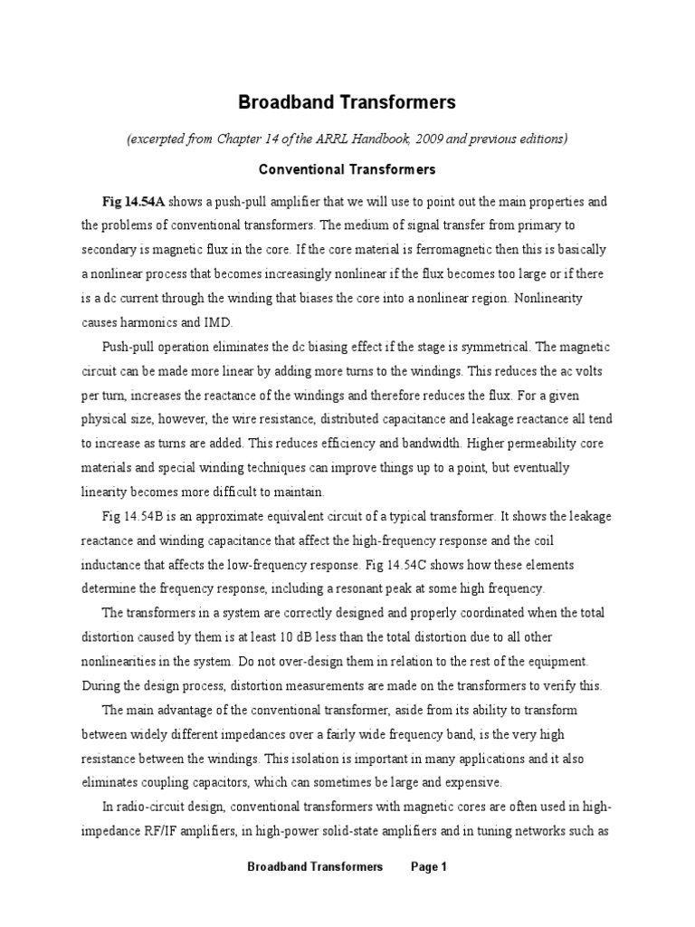 Broadband Transformers | PDF