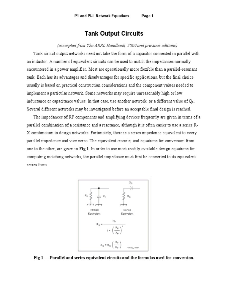 Pi and Pi-L Network Equations | PDF