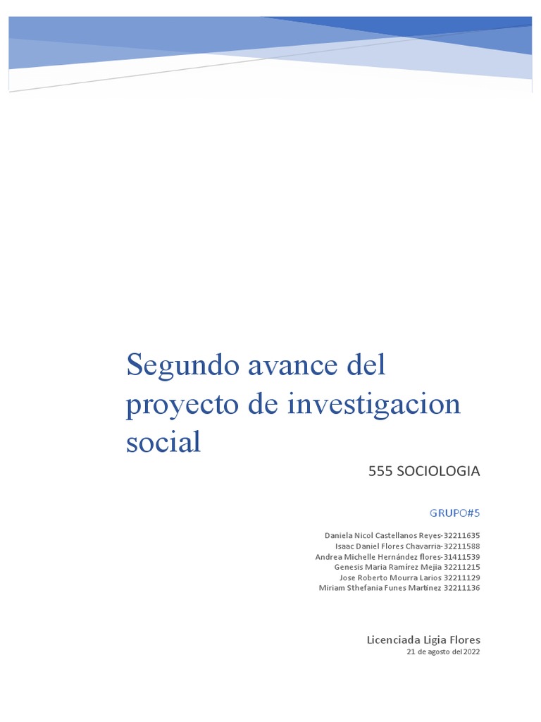 Segundo Avance Del Proyecto de Investigacion Social | PDF | Sociedad ...