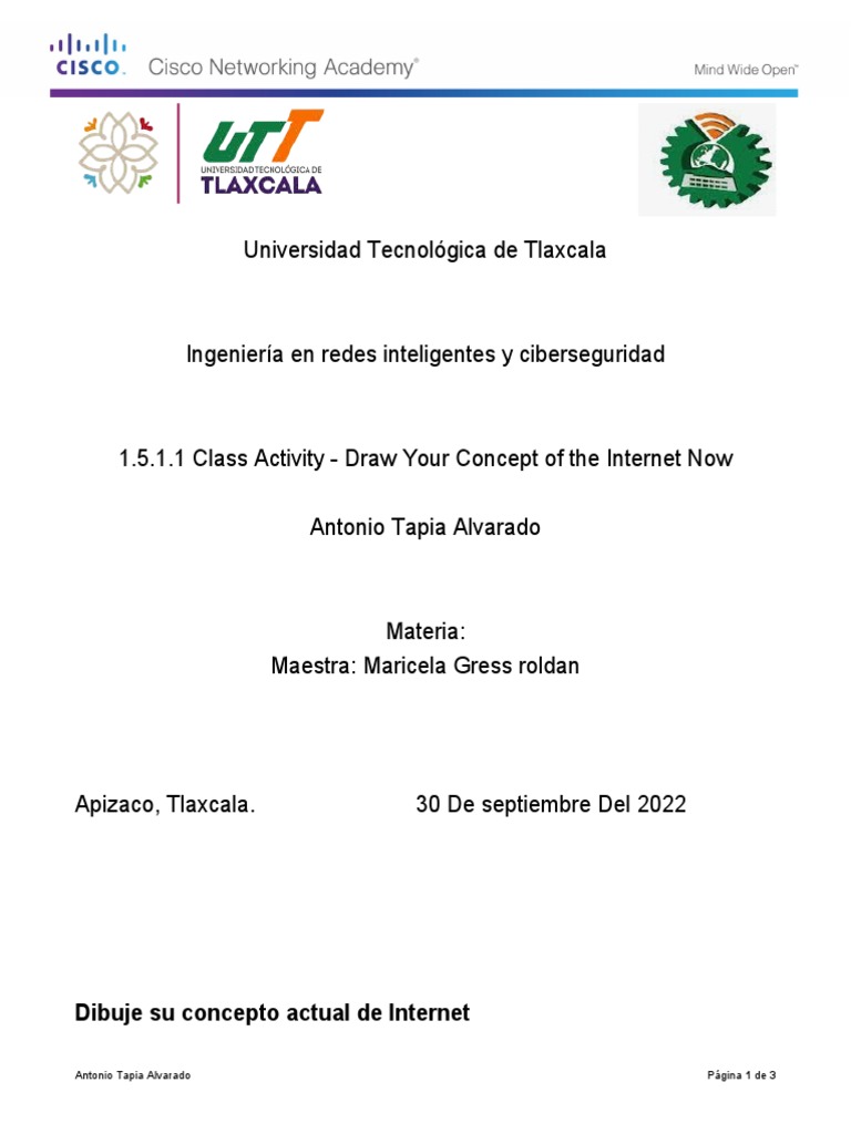 1.5.1.1 Class Activity - Draw Your Concept of The Internet Now | PDF ...