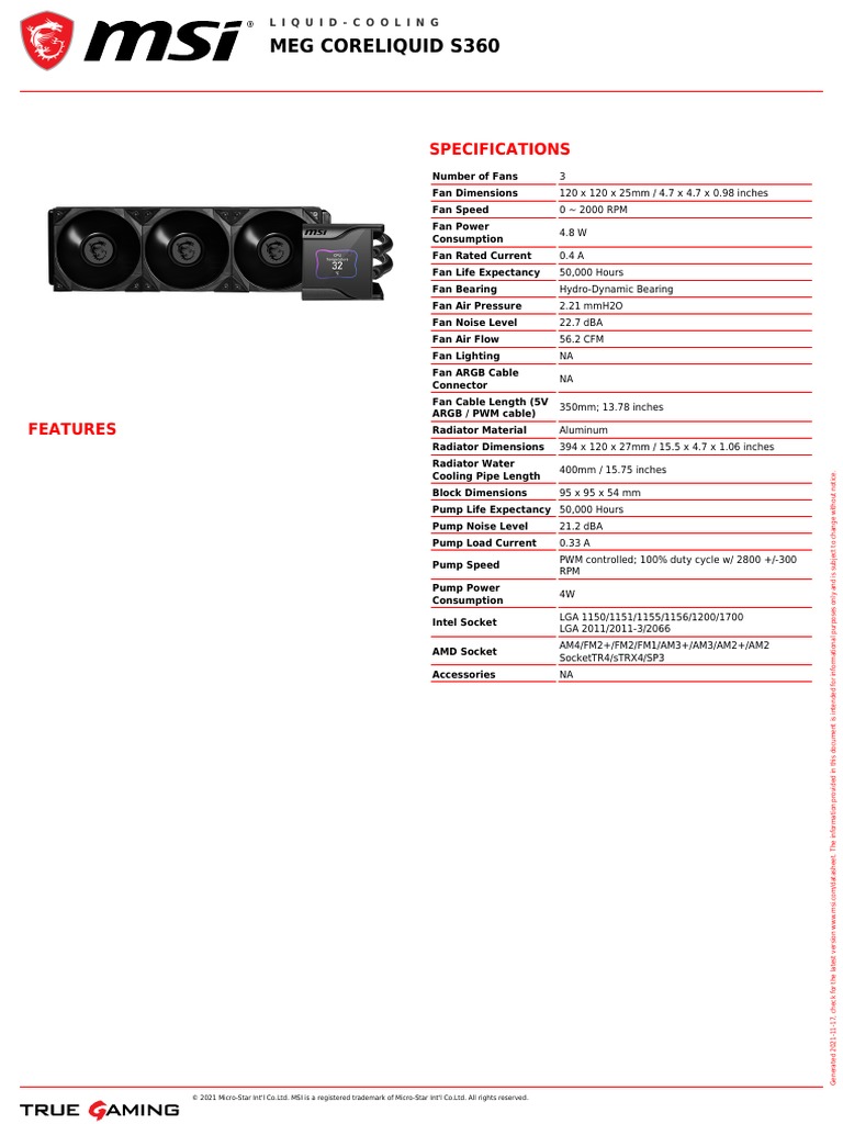 Meg Coreliquid s360 | PDF | Advanced Micro Devices | Manufactured Goods