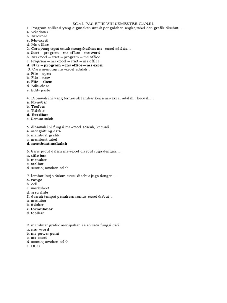 Soal Pas Btik Viii Semester Ganjil | PDF