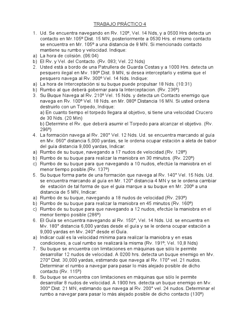 Trabajo Practico 4 | PDF | Buques | Transporte de agua