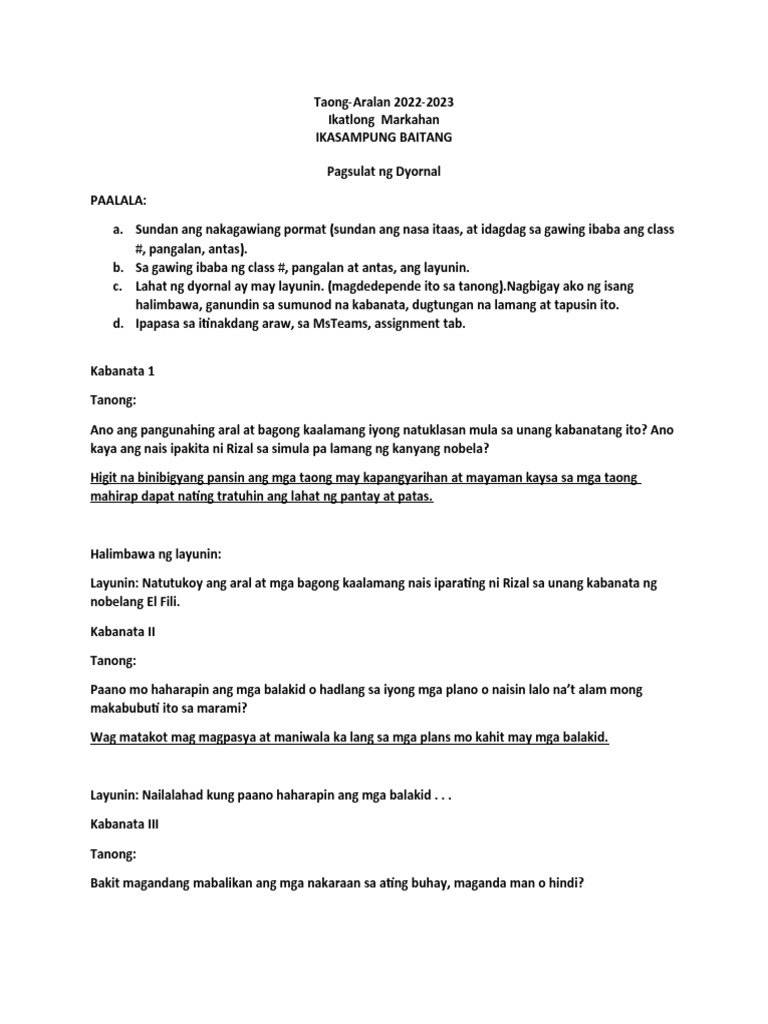 Gr.10 Pagsulat NG Dyornal | PDF