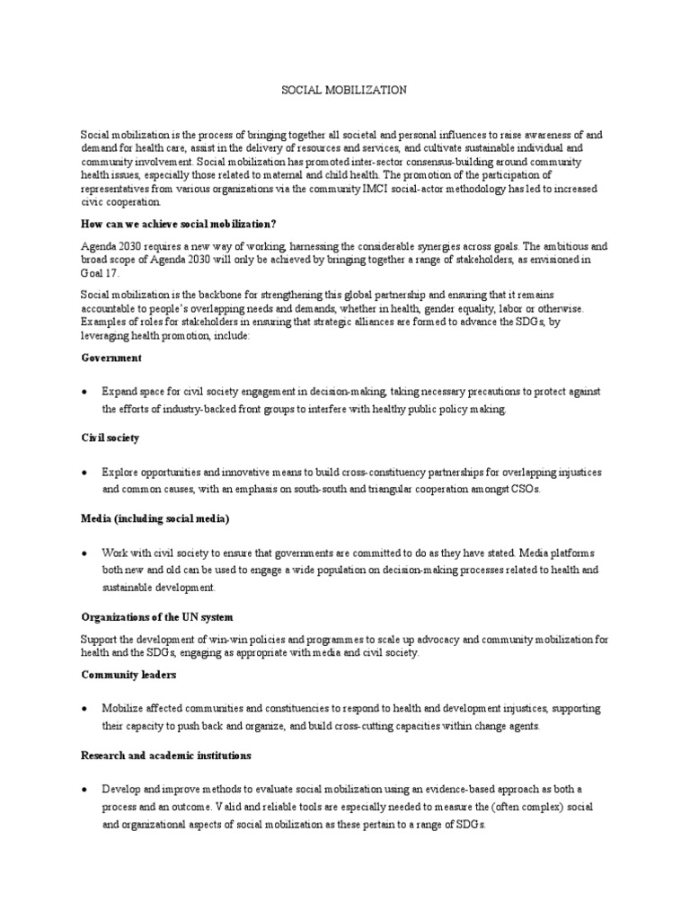 Social Mobilization | PDF | Empowerment