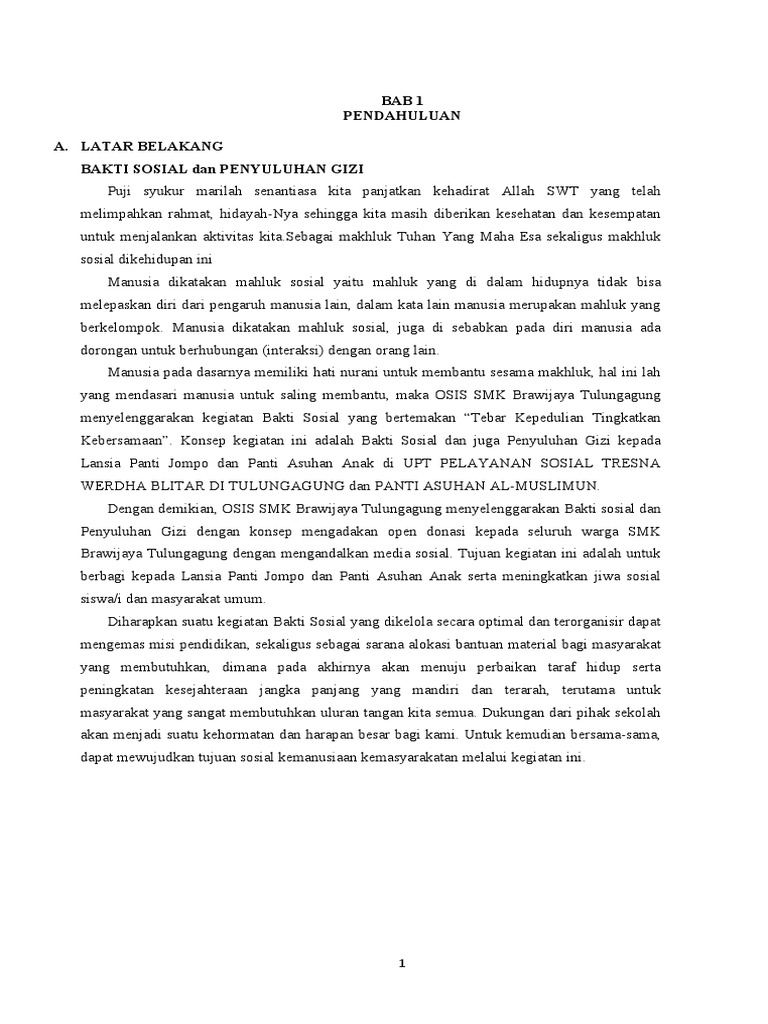 Bab 1 - Bab 3 Proposal Baksos | PDF