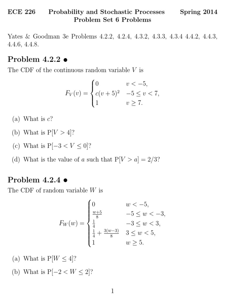 Problem Set 6 | PDF | Probability Density Function | Mathematical Analysis
