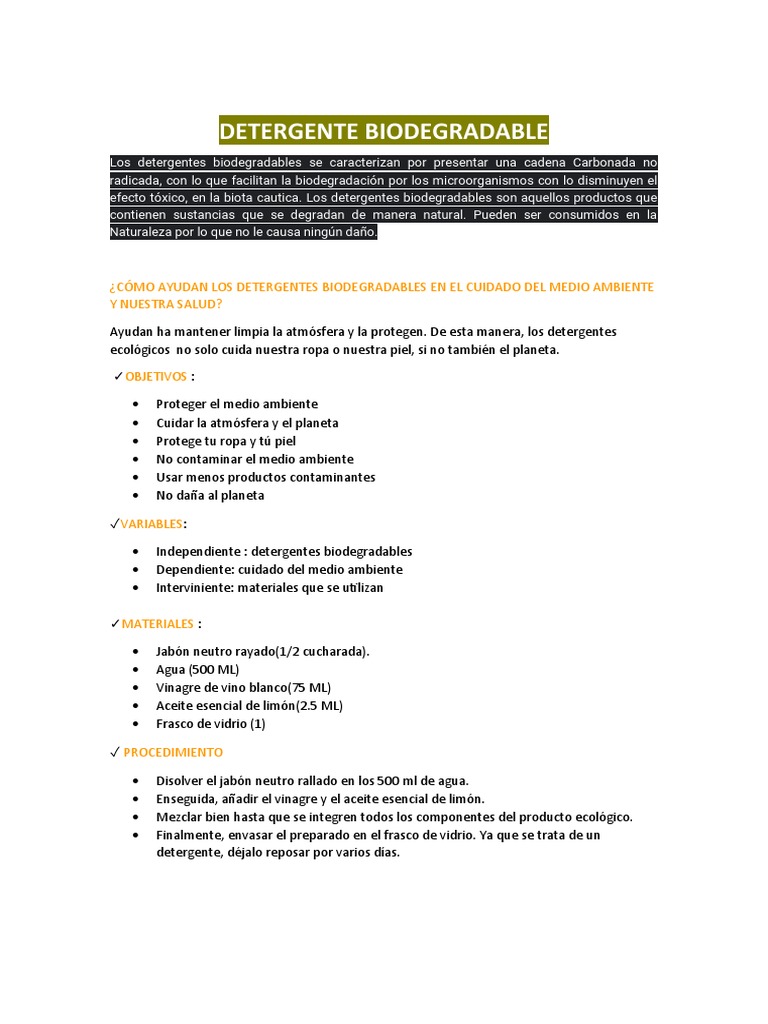 DETERGENTE | PDF | Detergente | Agua