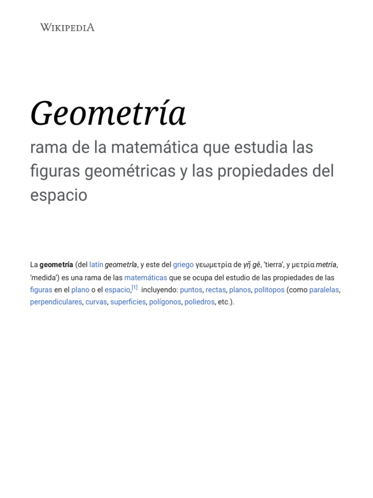 Geometría - Wikipedia, La Enciclopedia Libre | PDF | Geometría | Curva