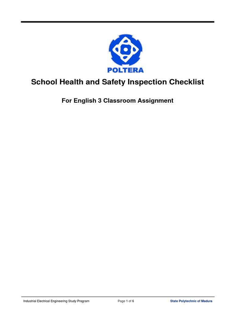 School Health and Safety Inspection Checklist | PDF | Occupational ...