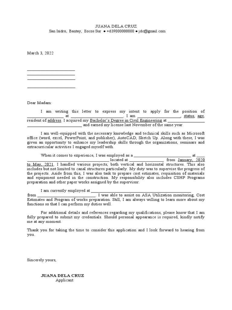 Application Letter | PDF