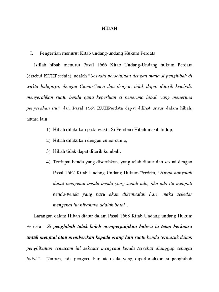 Hukum Hibah dalam Perdata dan Islam | PDF