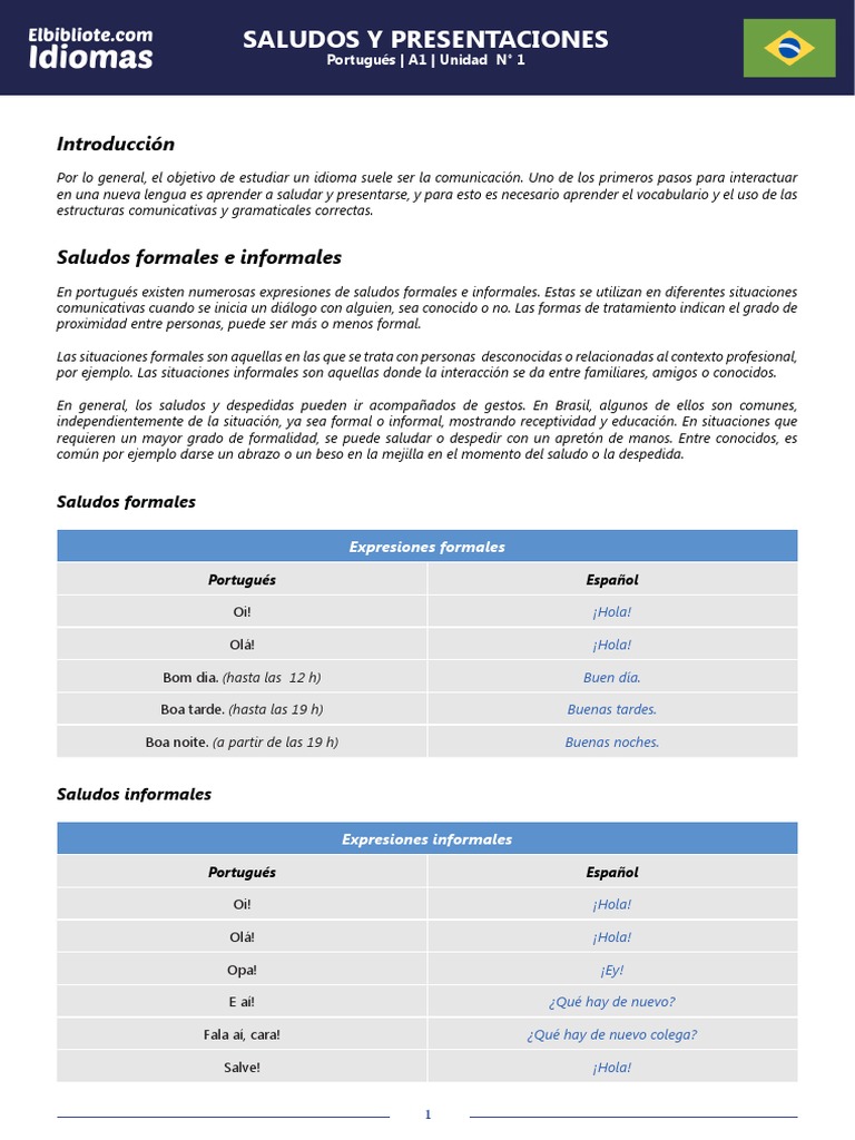 Portugués A1 01 | PDF | Lingüística | Gramática