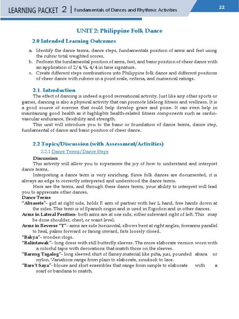 PE 3 Unit 2 | PDF | Dances