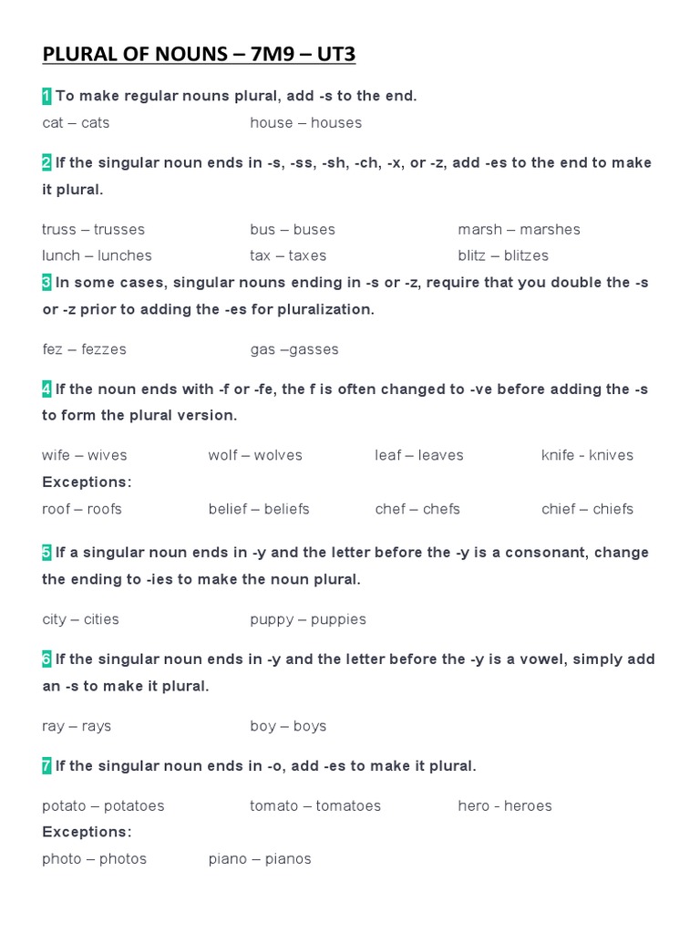 PLURAL OF NOUNS | PDF | Plural | Grammatical Number