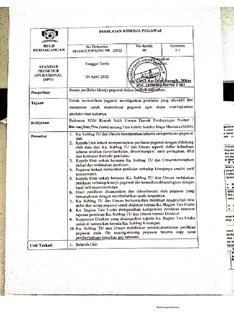 Spo Penilaian Kinerja Pegawai | PDF