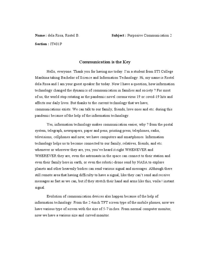 Dela Rosa Rostel B Manuscript (Finals) | PDF | Information | Communication