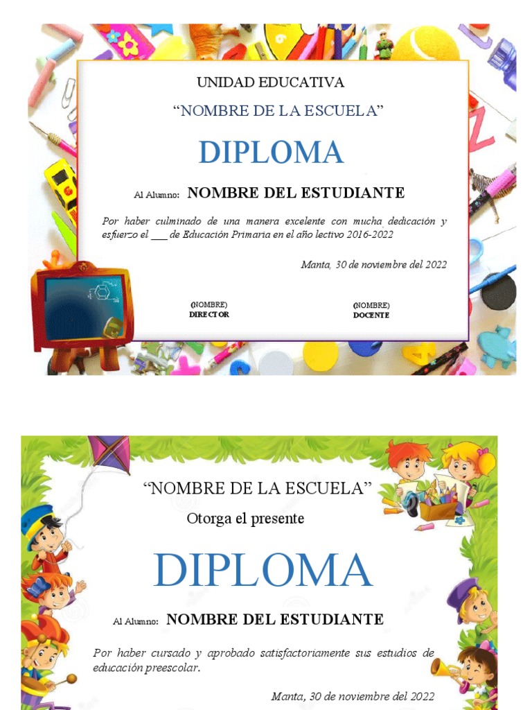 Certificados de finalización de estudios de educación primaria y ...