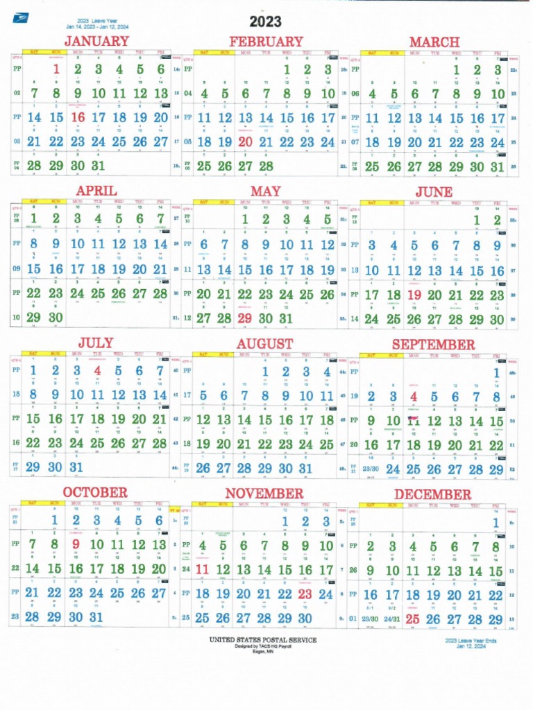 2023 Usps Color Calendar | PDF