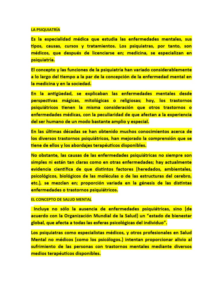 Introducción a la Psiquiatría y Salud Mental | PDF | Trastorno mental ...