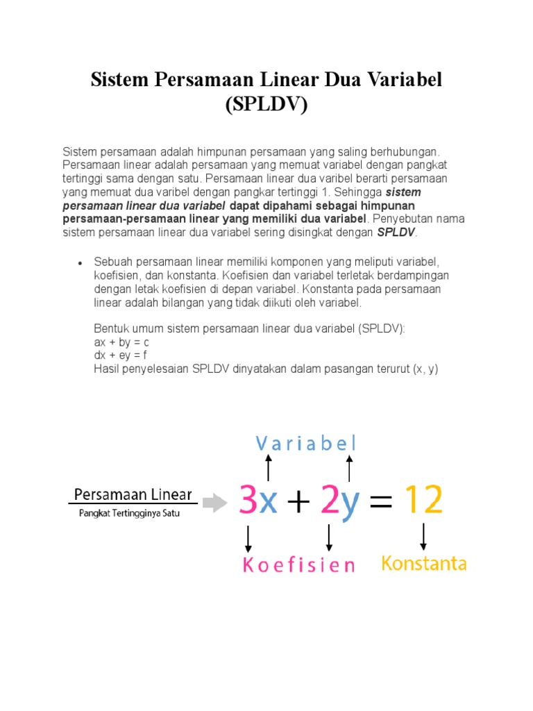 Metode Penyelesaian SPLDV | PDF