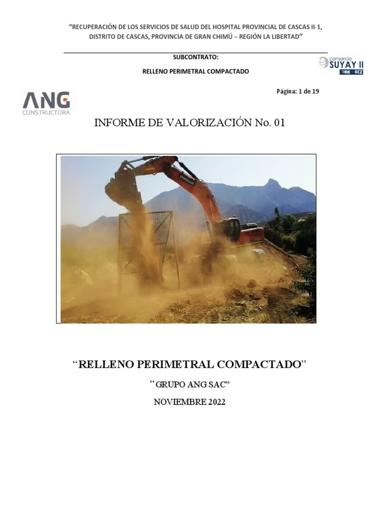 INFORME - VALORIZACION 01 - RELLENO PERIMETRAL COMPACTADO Rev2 | PDF | Ciencias de la Tierra ...