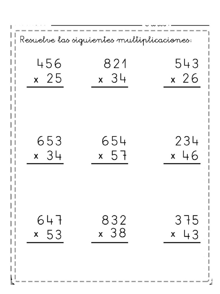 Ejercicios de Multiplicación y División | PDF