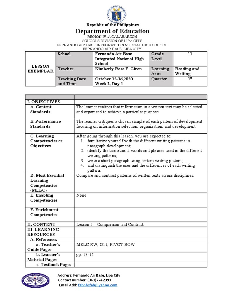 Reading and Writing-G11-Week 2 | PDF | Argument | Learning