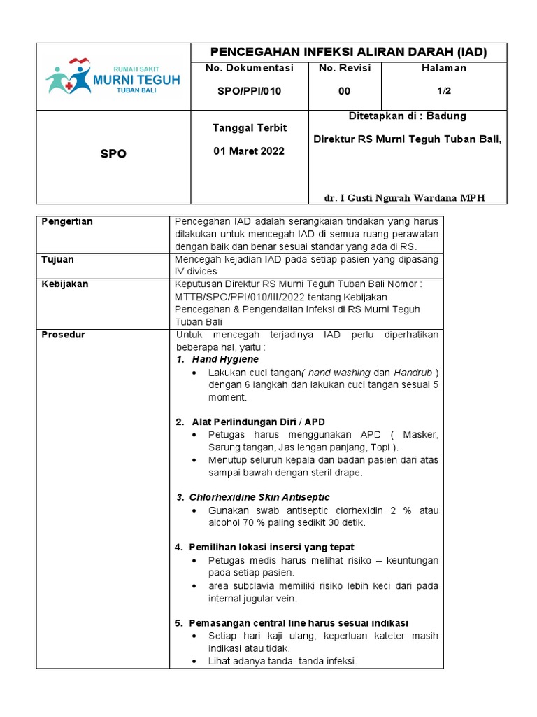 10.spo Pencegahan Infeksi Aliran Darah Primer (Iadp) | PDF