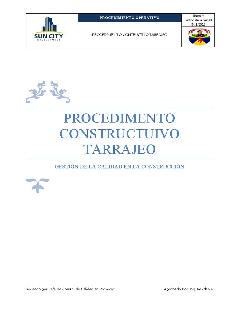 Pocedimiento de Tarrajeo de Muros | PDF Pocedimiento de Tarrajeo de Muros | PDF