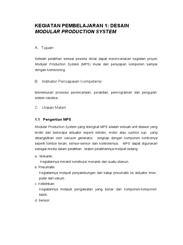 DESAIN MODULAR PRODUCTION SYSTEM | PDF